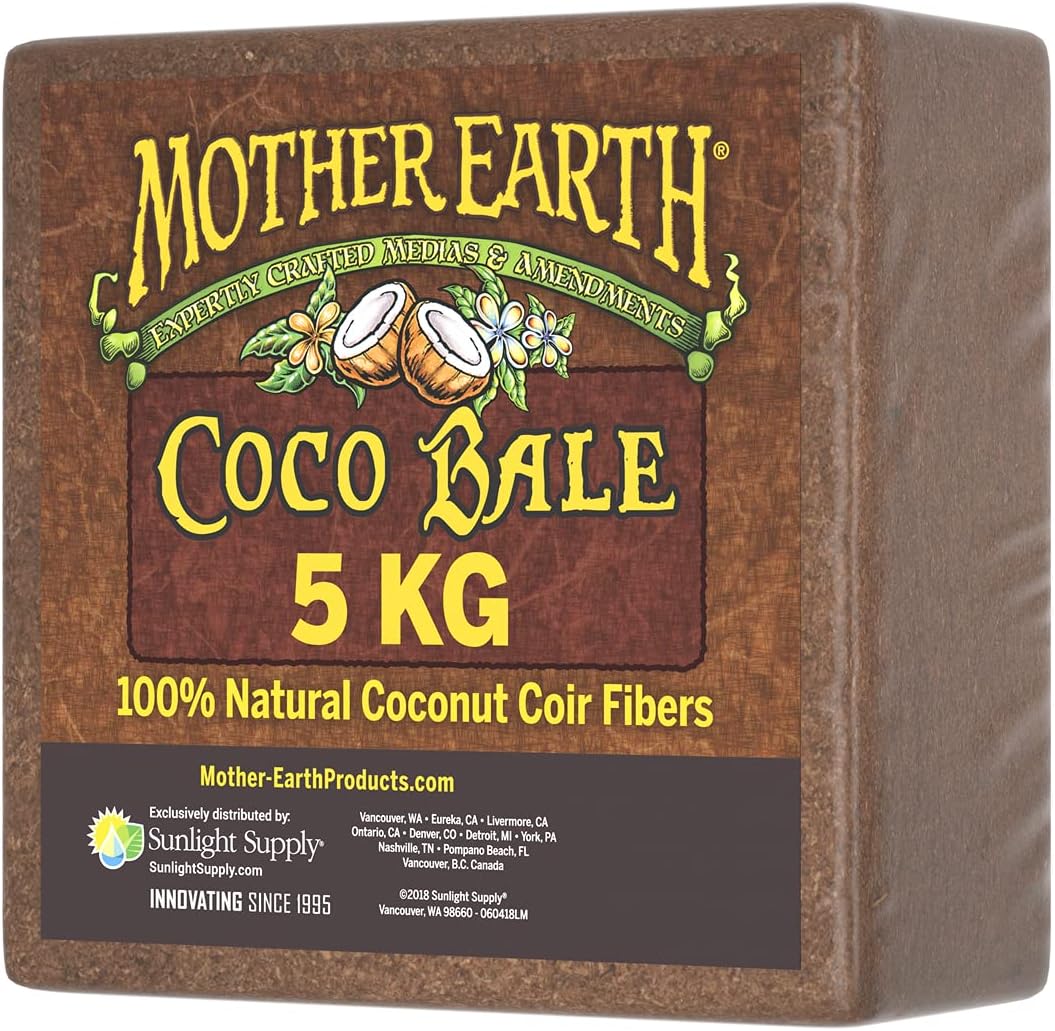 Mother Earth Coco Bale, 100% Natural Coco Coir Fiber for Soilless Gard